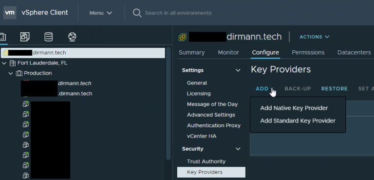 VMware vSphere 7.0 Update 2 – Native Key Provider – Dirmann Technology ...